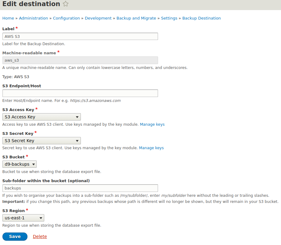 Backup And Migrate Aws S3